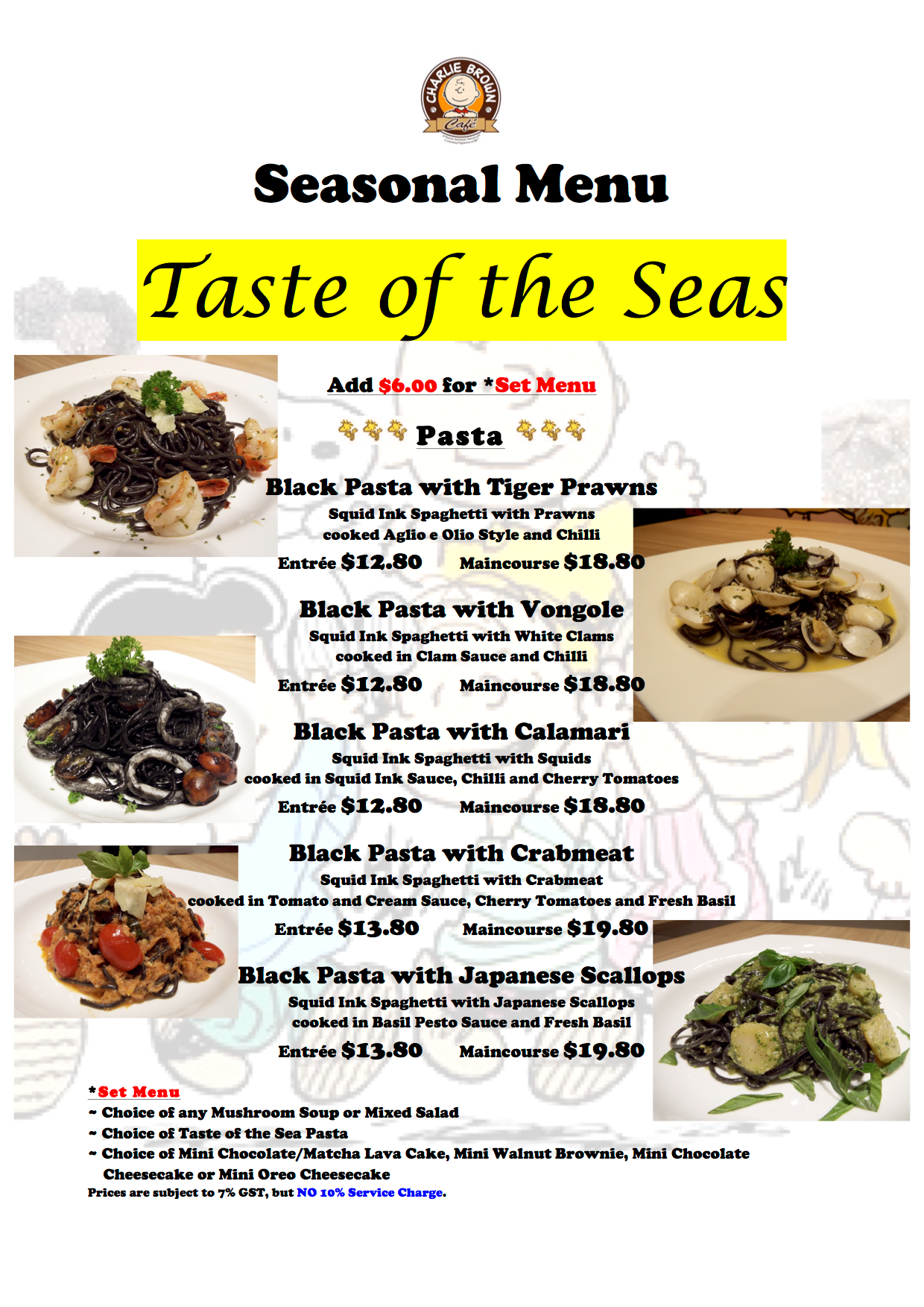 Taste of the Seas Menu | Charlie Brown Cafe Singapore